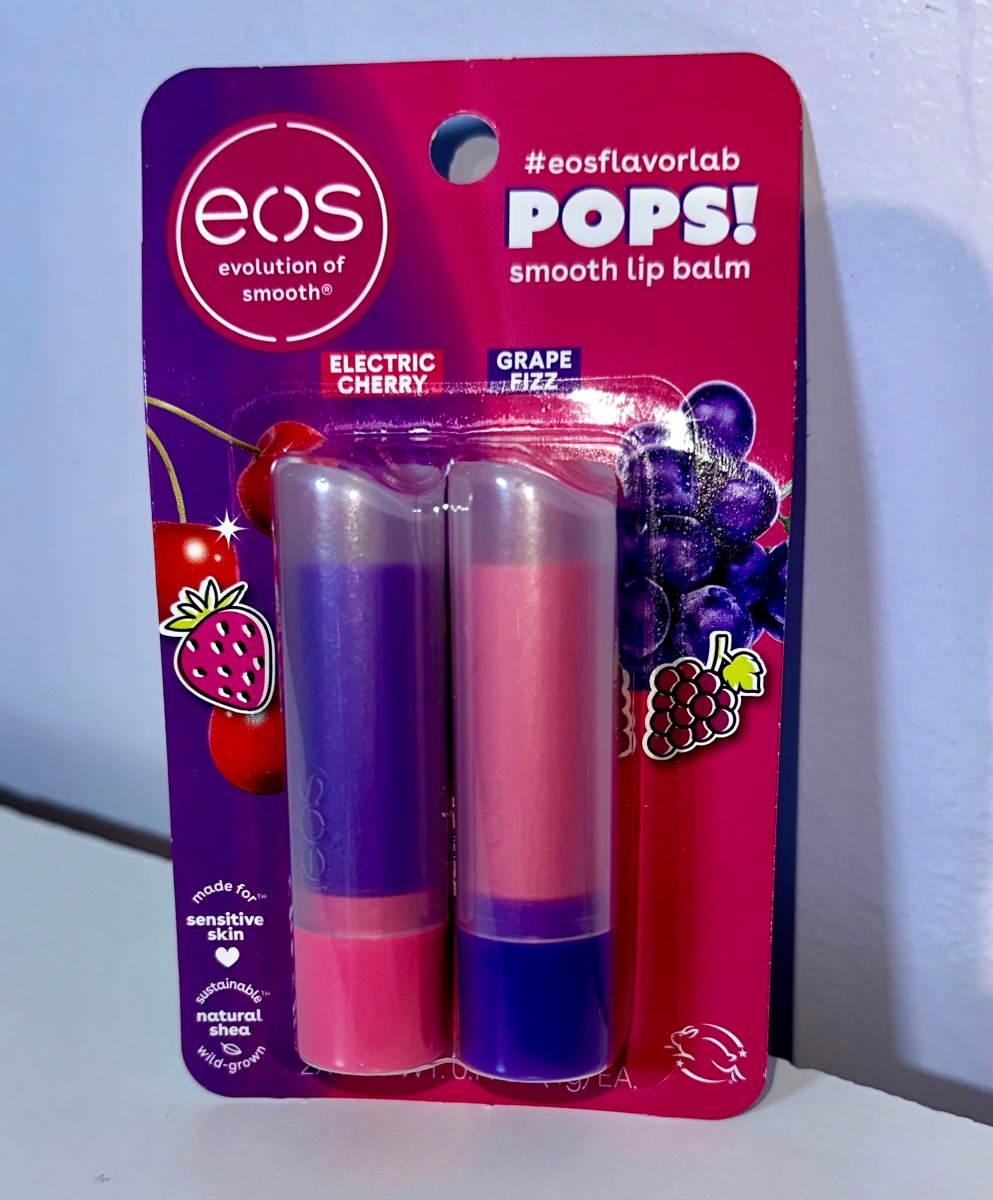 eos flavorlab pops! Lip balm review in Electric cherry and grape fizz ...