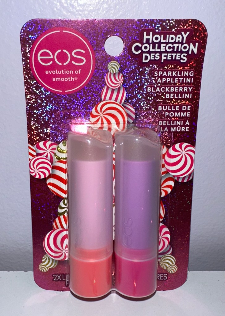 eos holiday collection :sparkling appletini and blackberry bellini lip ...