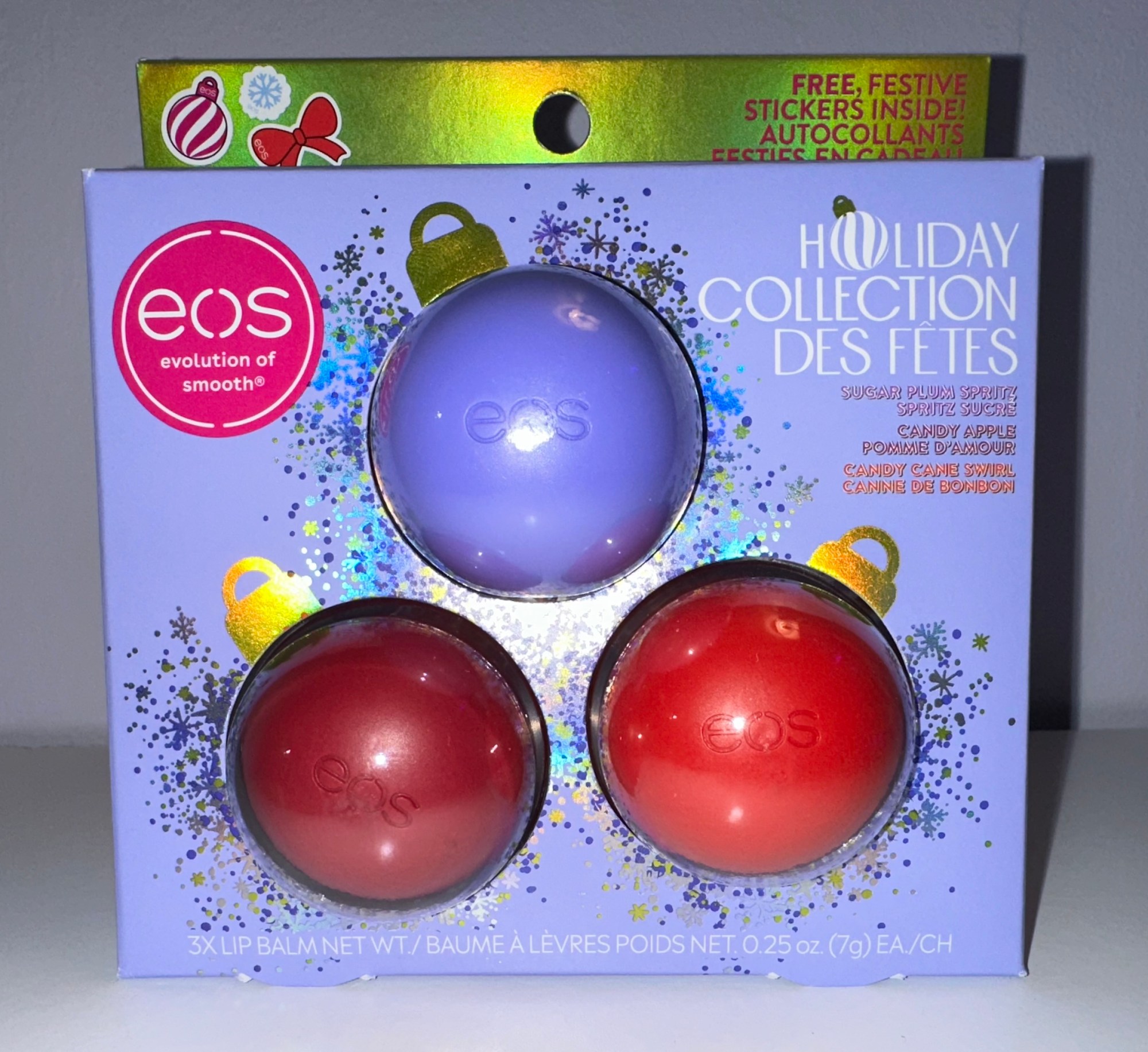 eos holiday collection: sugar plum spritz, candy apple , and candy cane ...